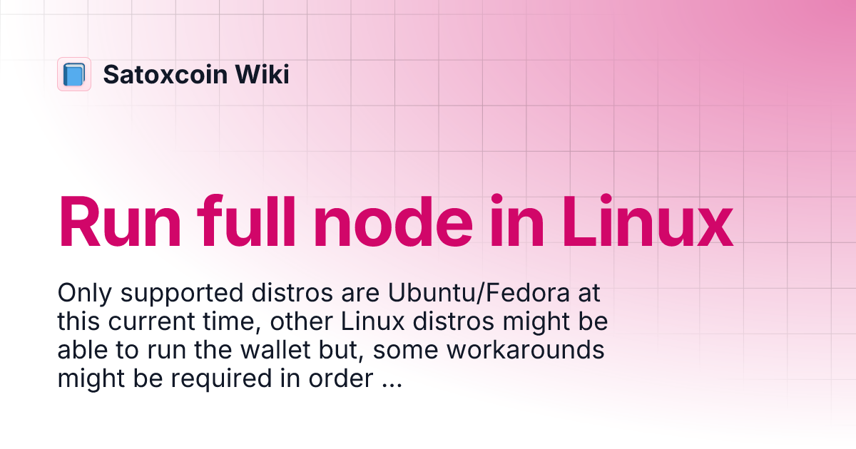 Run full node in Linux | Satoxcoin Wiki
